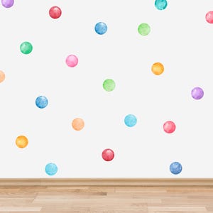 Watercolor Rainbow Polka Dot Wall Decals: Kids Room Confetti Stickers ...