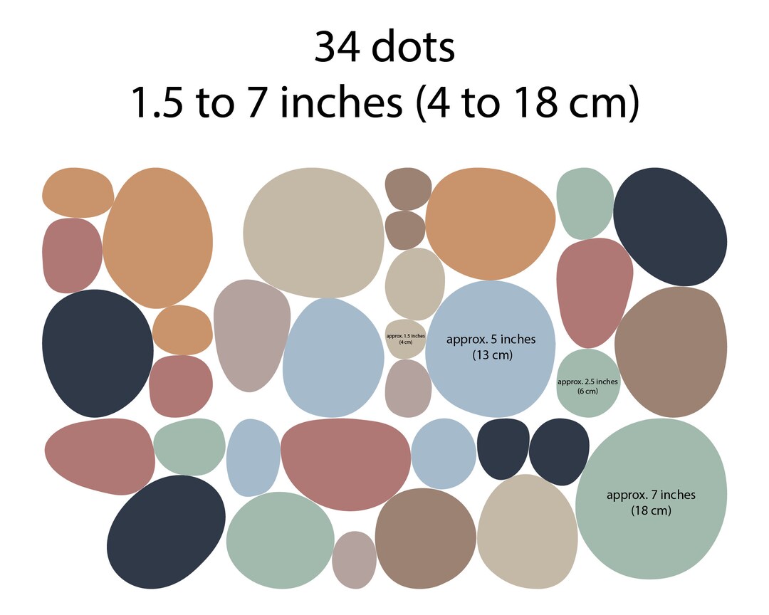 Boho Polka Dot Wall Stickers, Bohemian Style Neutral Rainbow Hand Drawn ...