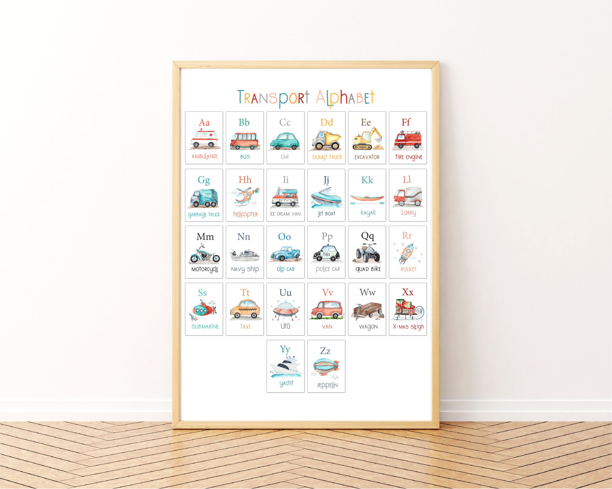 Alphabet Poster Print Space Themed Alphabet Poster Vehicle - Etsy
