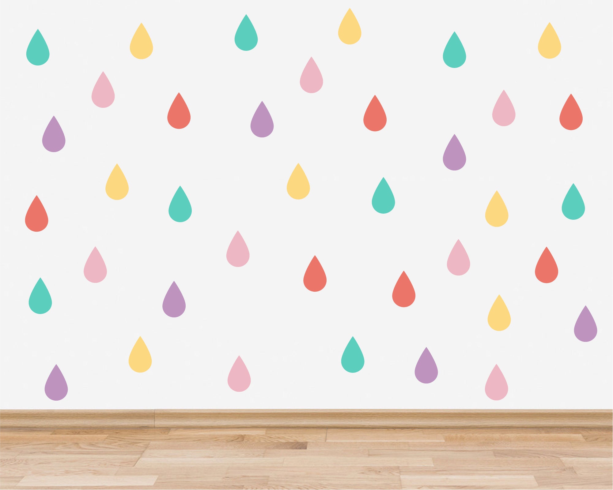 Colourful Raindrop Stickers Rainbow Nursery Raindrops Wall | Etsy