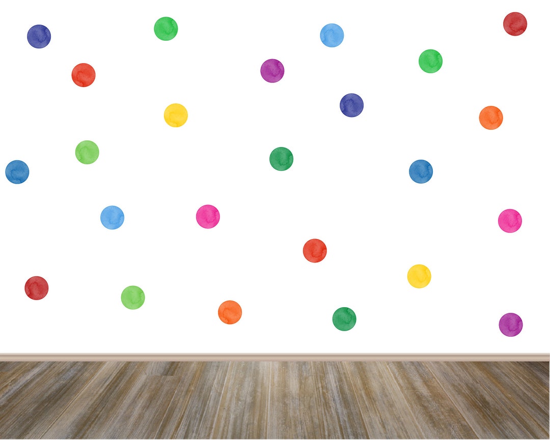 Watercolour Rainbow Polka Dot Decals, Rainbow Fabric Wall Stickers ...