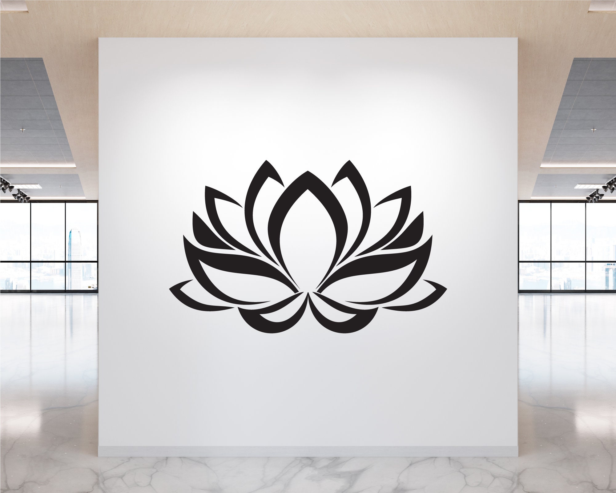 Lotus Flower Wall Decor Decal Vinyl Sticker Wall Mural Art - Etsy UK