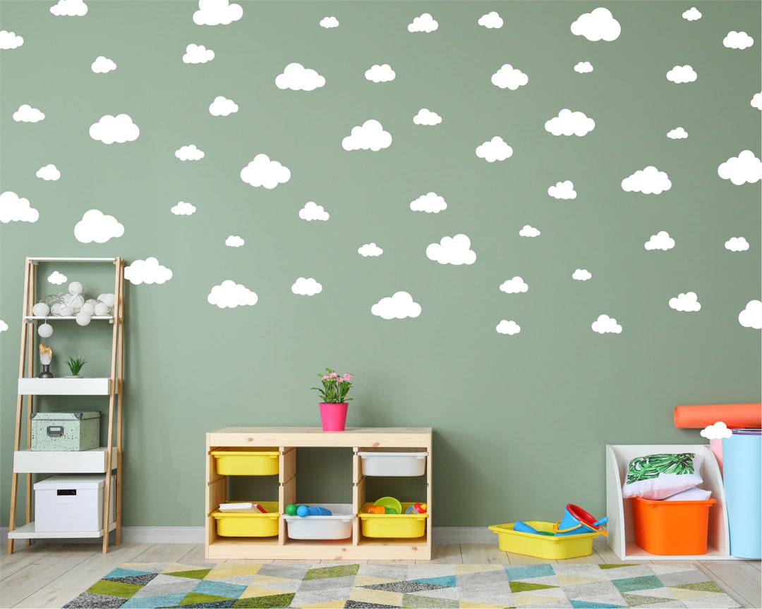 Pack of 60 Cloud Wall Decals Vinyl Wall Decals, Nursery Wall Decals, Kids Bedroom Decals, Cute ...