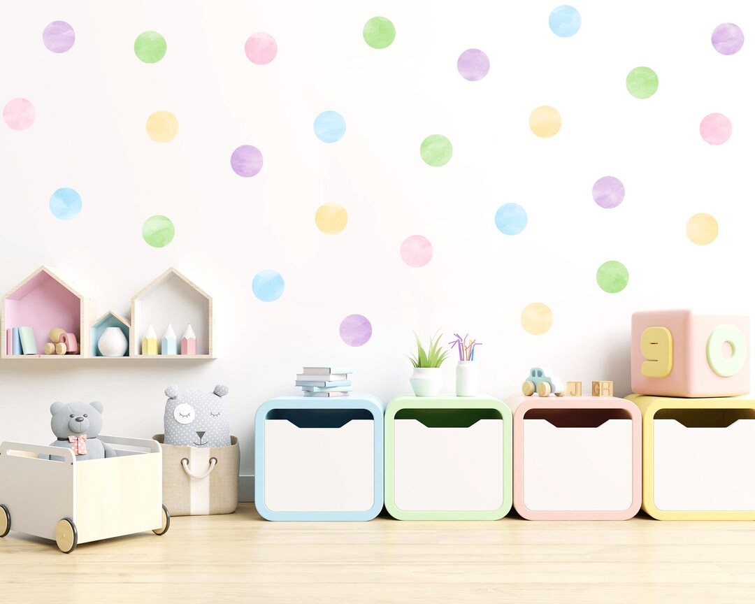 Pastel Rainbow Polka Dot Wall Decals: Nursery Room Decor - Etsy
