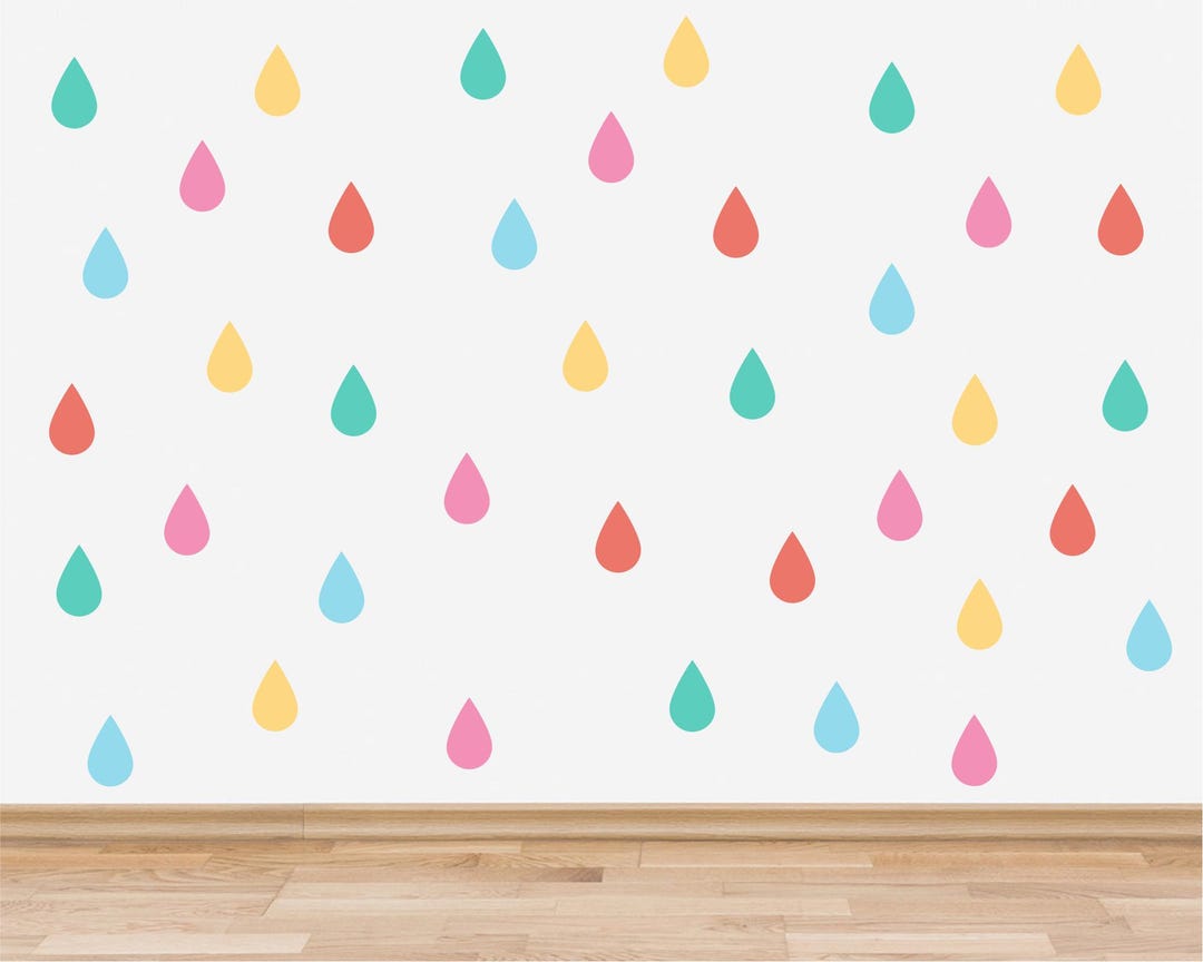 Colourful Raindrop Stickers, Rainbow Nursery Raindrops Wall Decals ...