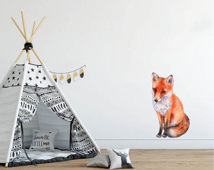 Arctic Fox Wall Decal, Polar Fox Sticker, Watercolor Wall Sticker ...