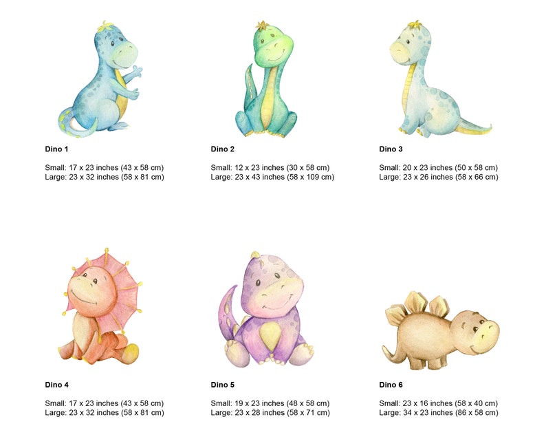 Watercolor Dinosaur Wall Decal: Peel & Stick Dino Nursery Decor - Etsy