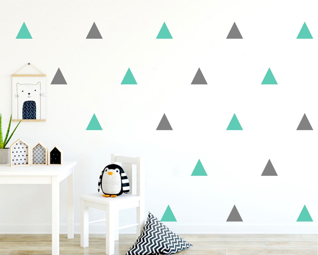 Pack of 100 Triangle Wall Stickers, 2 Colours Triangle Wall Decals ...
