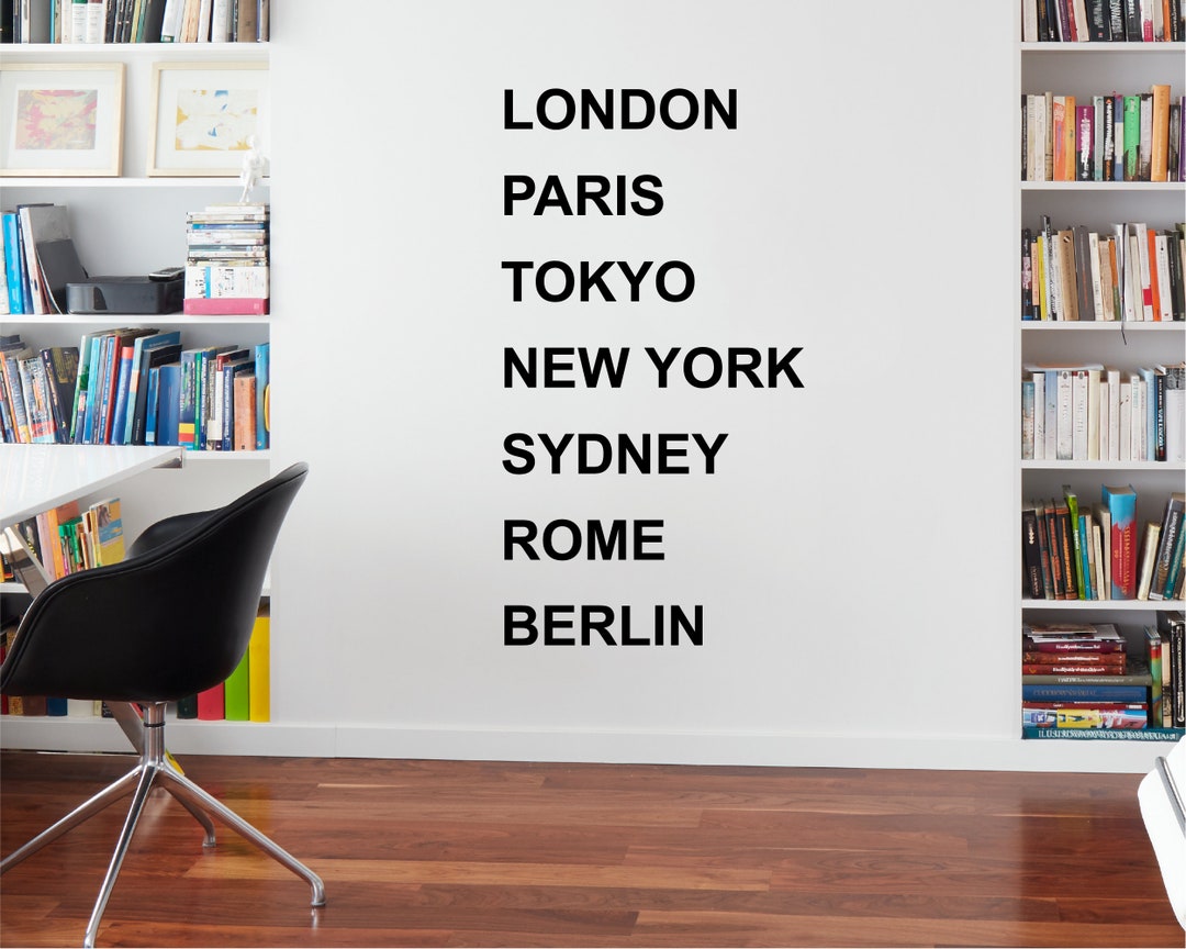 Personalised Cities of the World Wall Decal, Capital City Name Wall ...