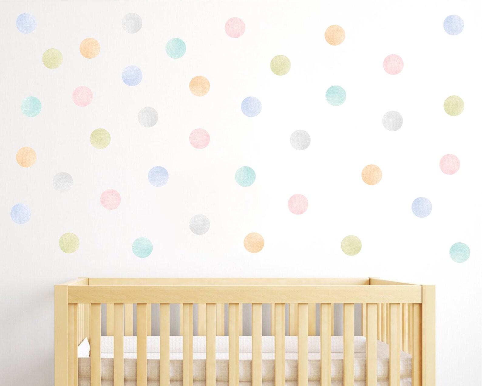 Pastel Watercolor Polka Dot Wall Decals: Nursery Confetti Stickers (85 ...