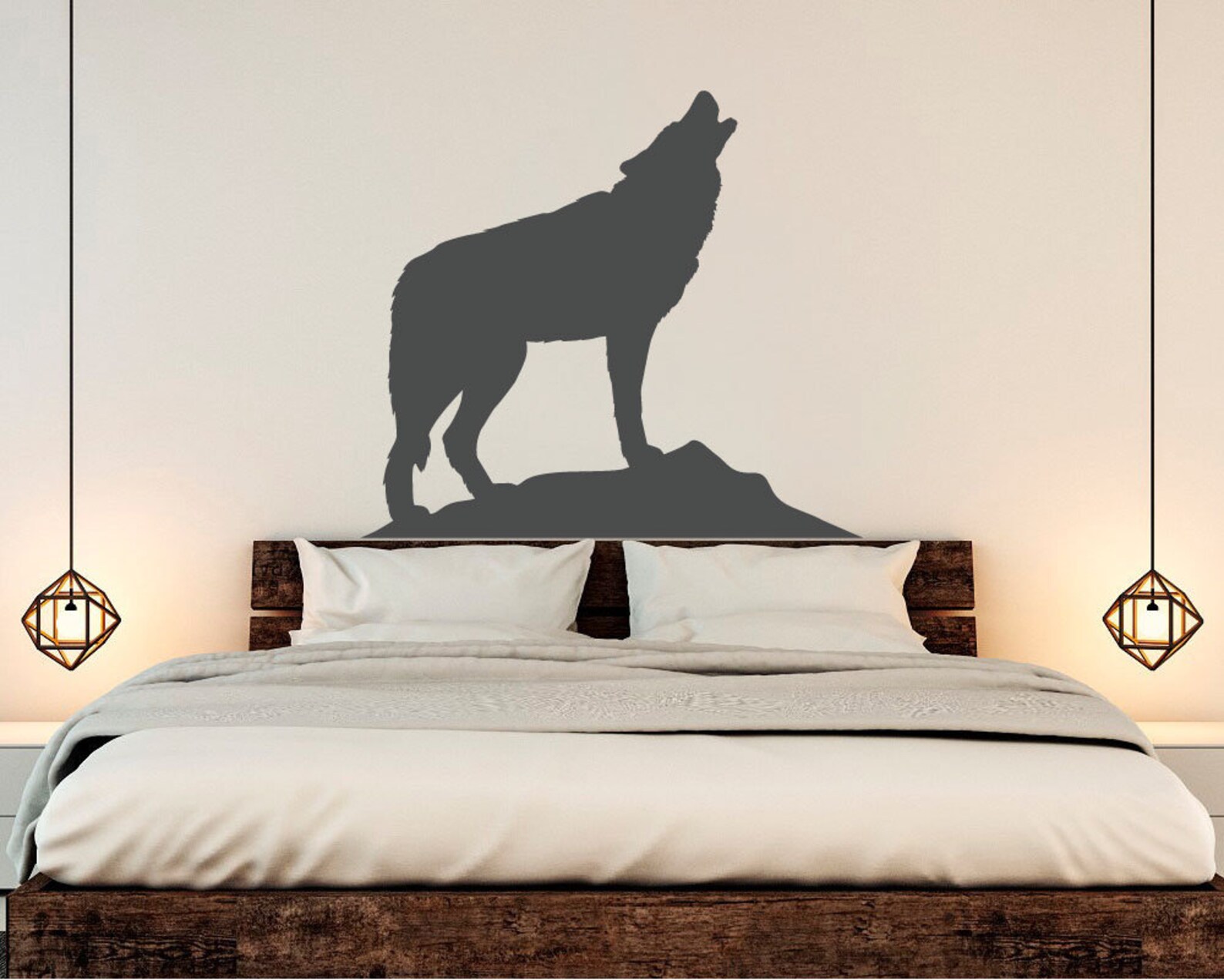 Howling Wolf Wall Decal Howling Wolf Silhouette Sticker Wolf | Etsy