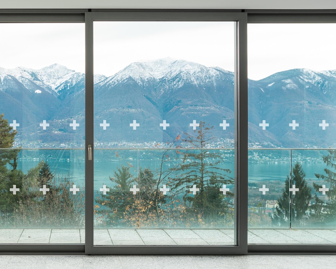 Swiss Cross Window Safety Stickers: Etched Glass Decals, Anti-collision ...