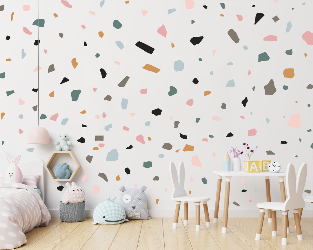 Terrazzo Wall Stickers, Terrazzo Wall Decals, Muted Nursery Wall Decor ...