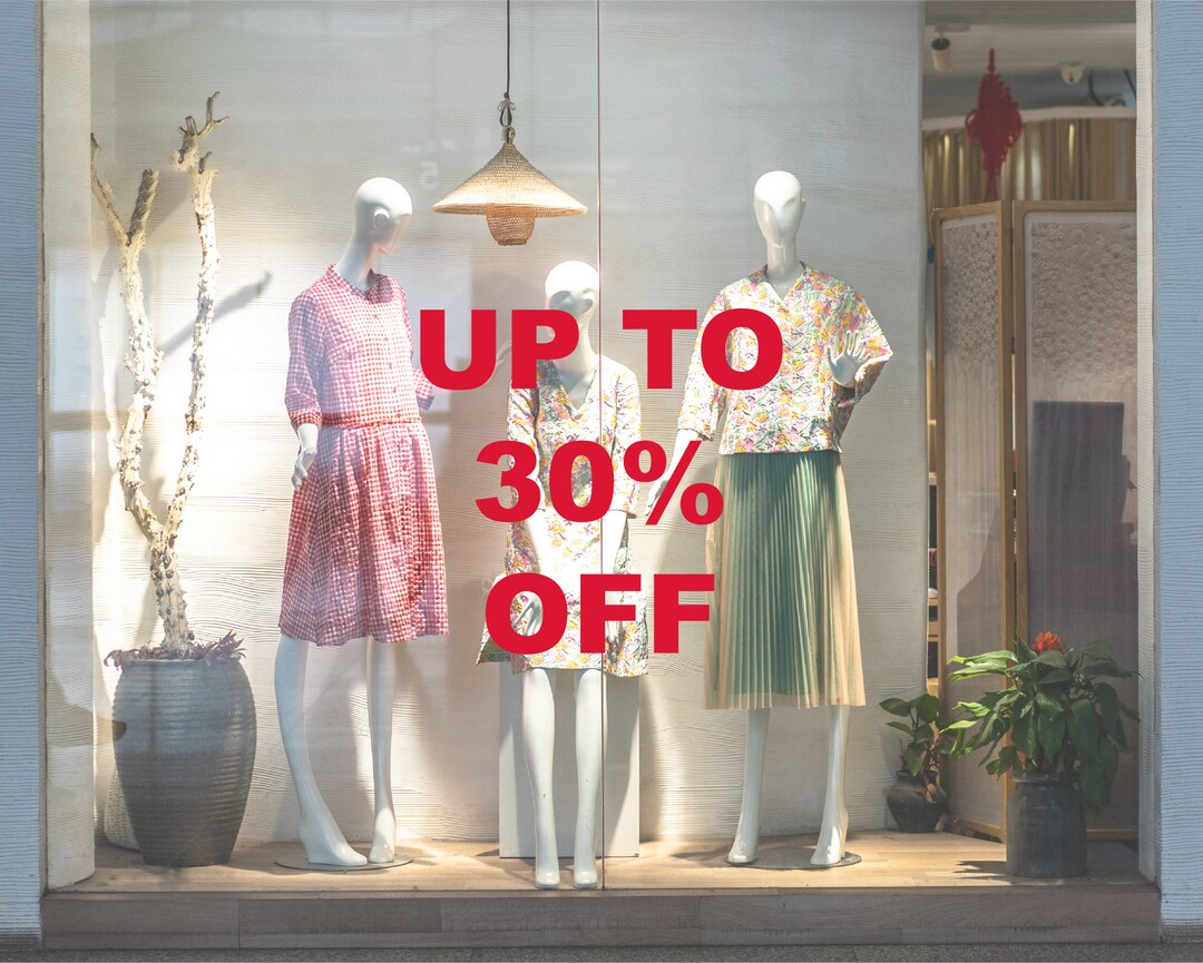 UP TO Percentage OFF Sale Sign for Front Window, Retail Window Decal ...