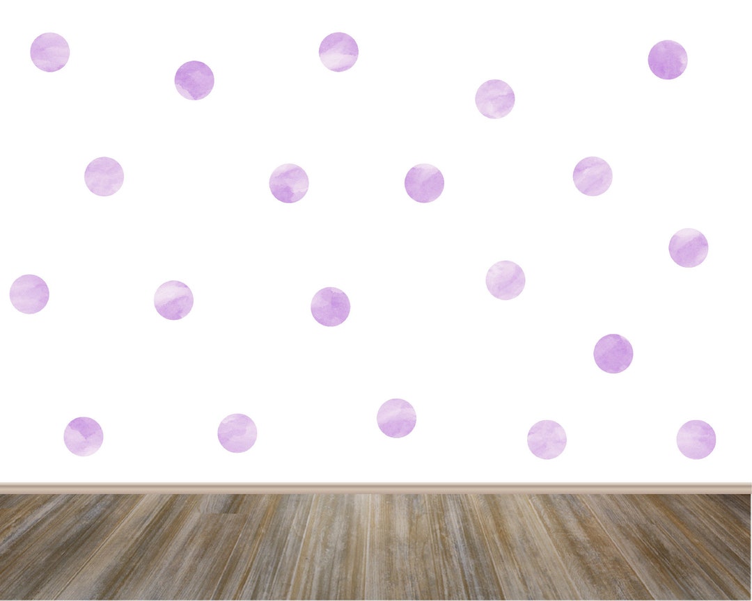Lilac Watercolour Polka Dots Wall Decals, Confetti Wall Stickers, Girl ...