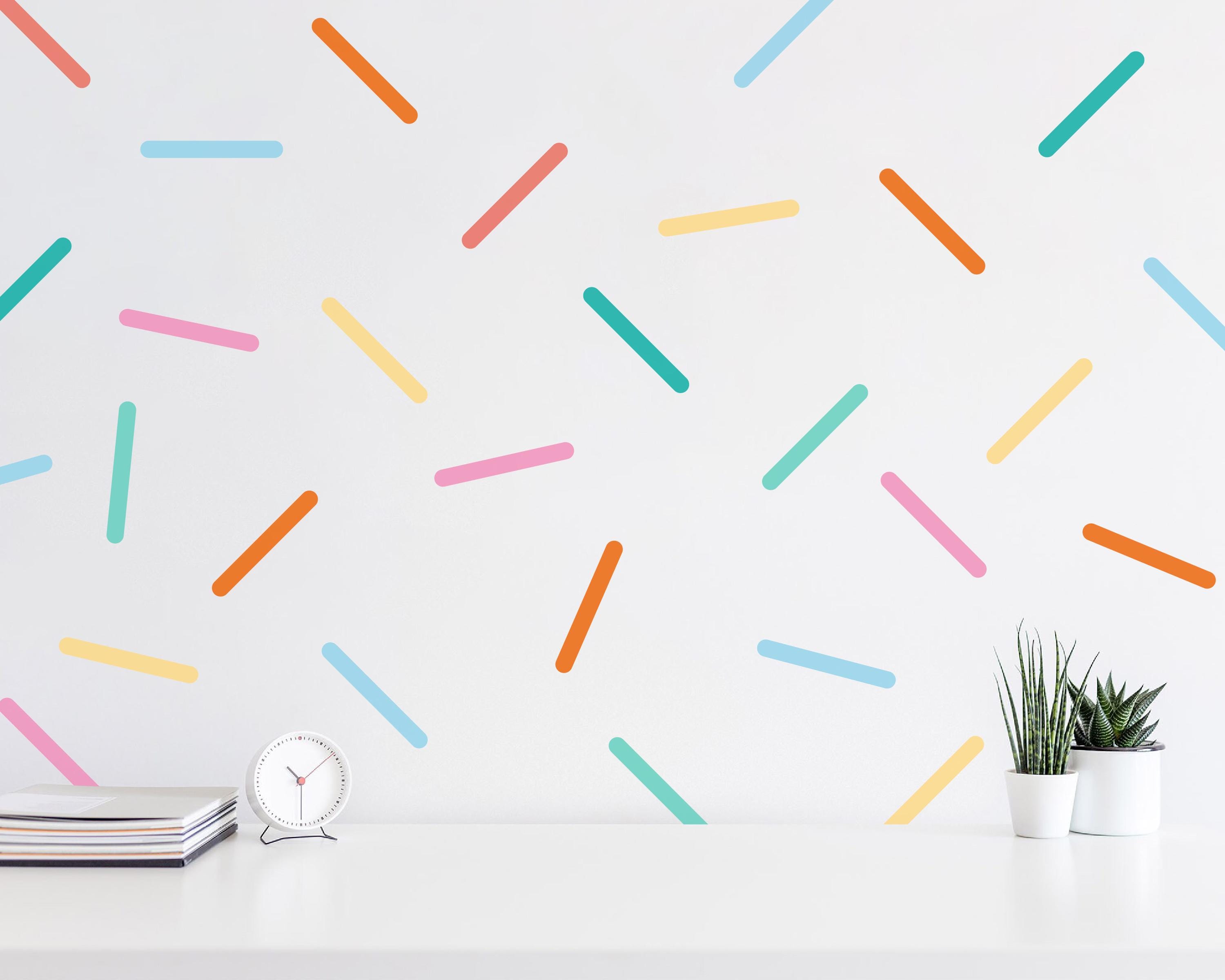 Pastel Rainbow Sprinkle Wall Decals: Confetti Stickers, 70 Pack - Etsy