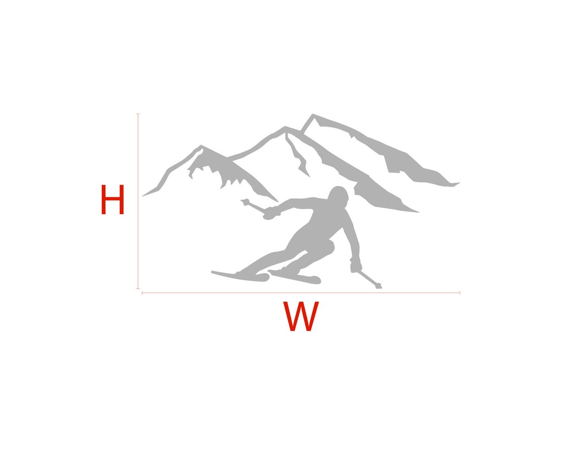 Mountain and Skier Wall Decal Man Skiing Sticker Female - Etsy
