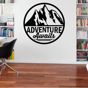 Adventure Awaits Decal, Adventure Awaits Sticker, Mountain Wall Decal ...