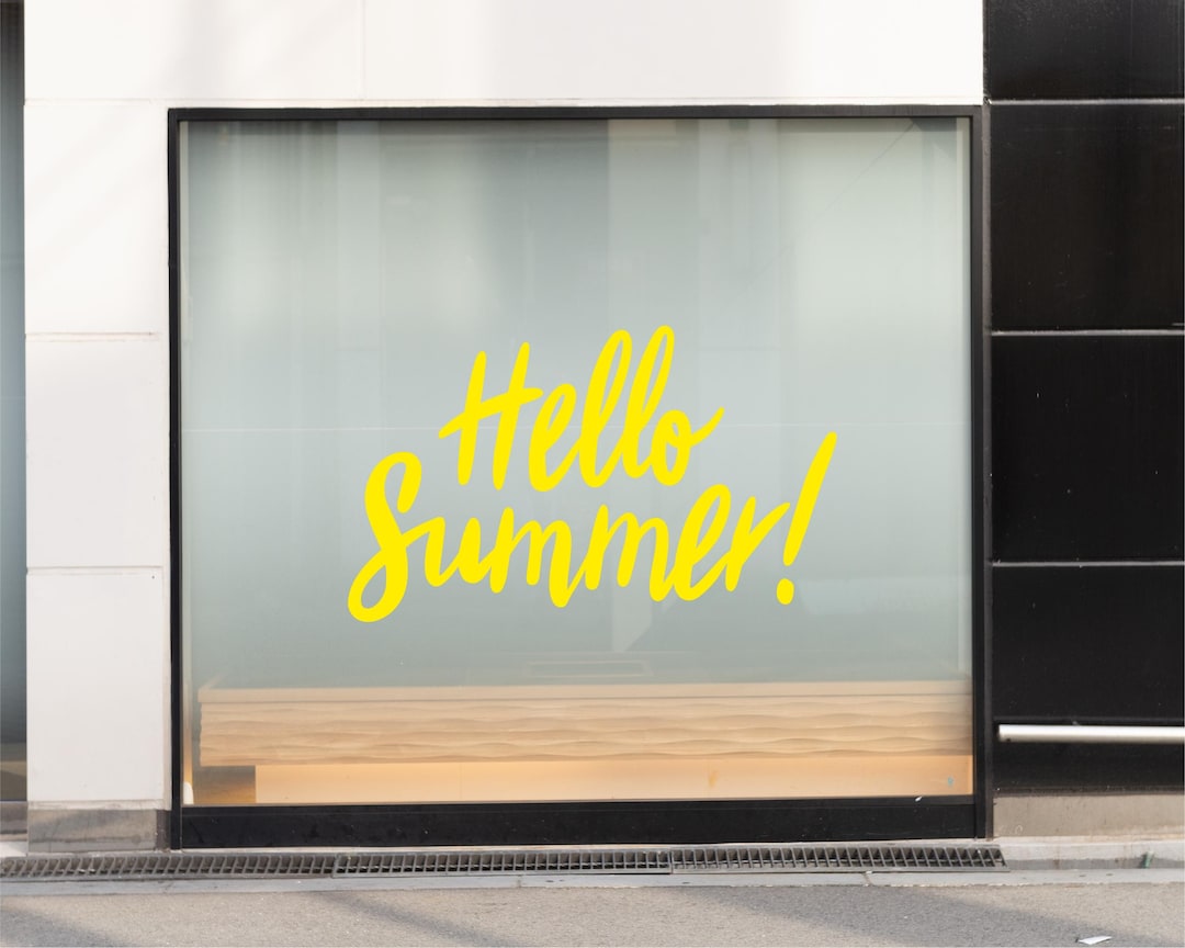 Hello Summer Shop Window Decal, Shop Front Window Vinyl Decal, Retail ...
