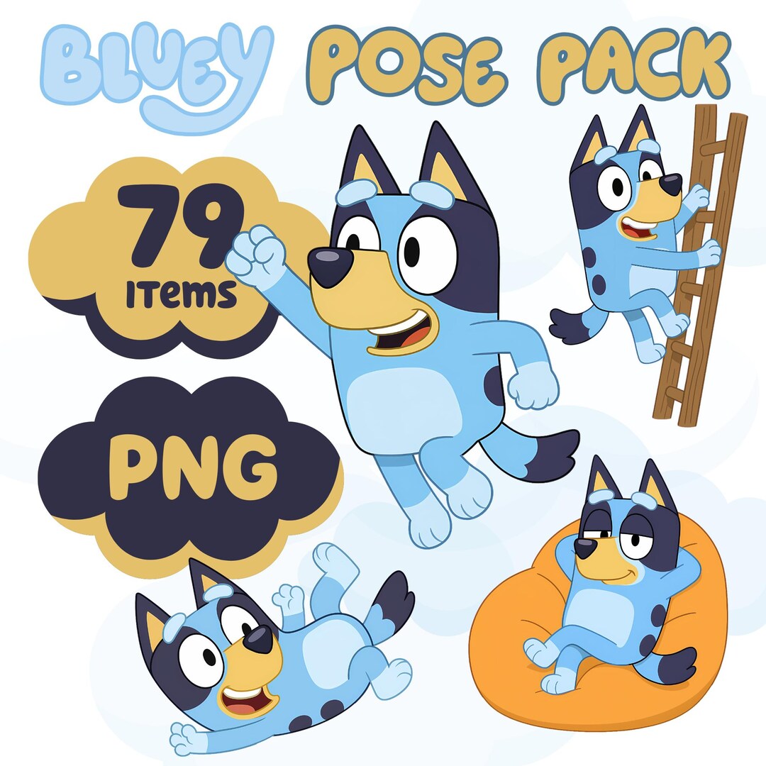 Bluey Pose Pack PNG, Bluey Bundle of 79 Character Poses Bluey PNG ...