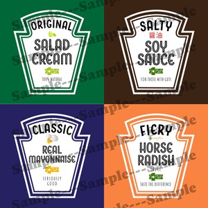 Condiment Labels SVG PNG and Editable Ai Files for Group T-shirts Merch ...