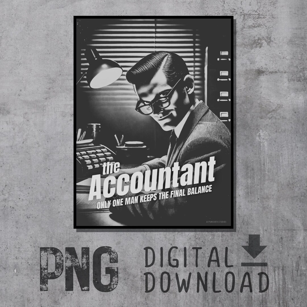 The Sinister Accountant PNG Digital Download - Vintage 1950s Horror ...