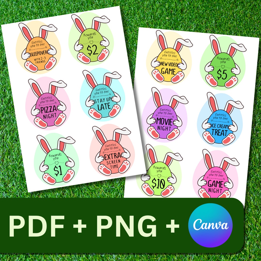 Editable Easter Egg Coupons - Canva Template - Printable Easter Bunny ...