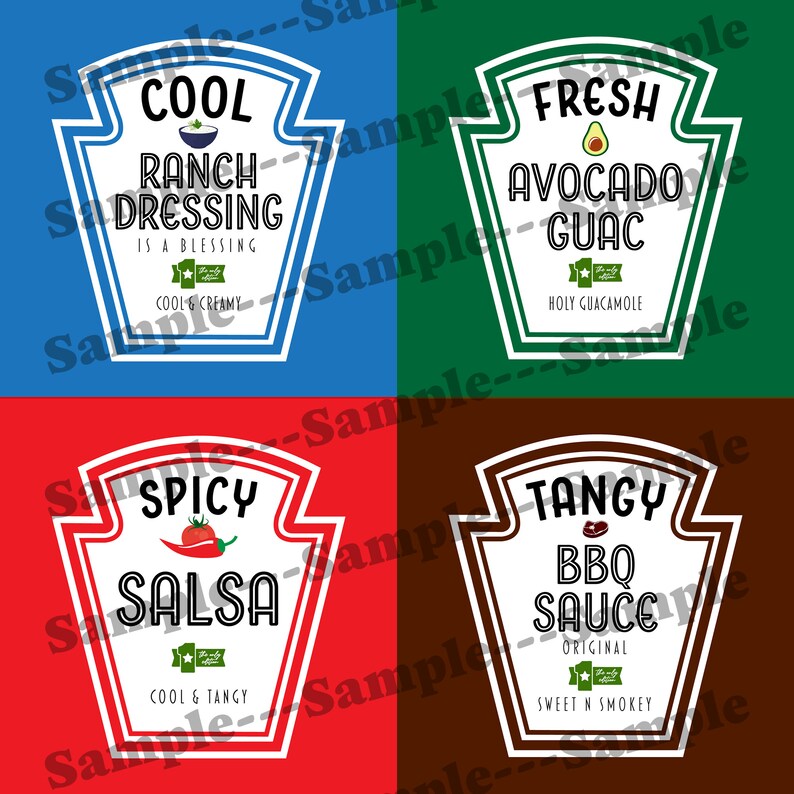 Xeire Condiment Labels SVG PNG and EDITABLE Ai Files Group - Etsy UK