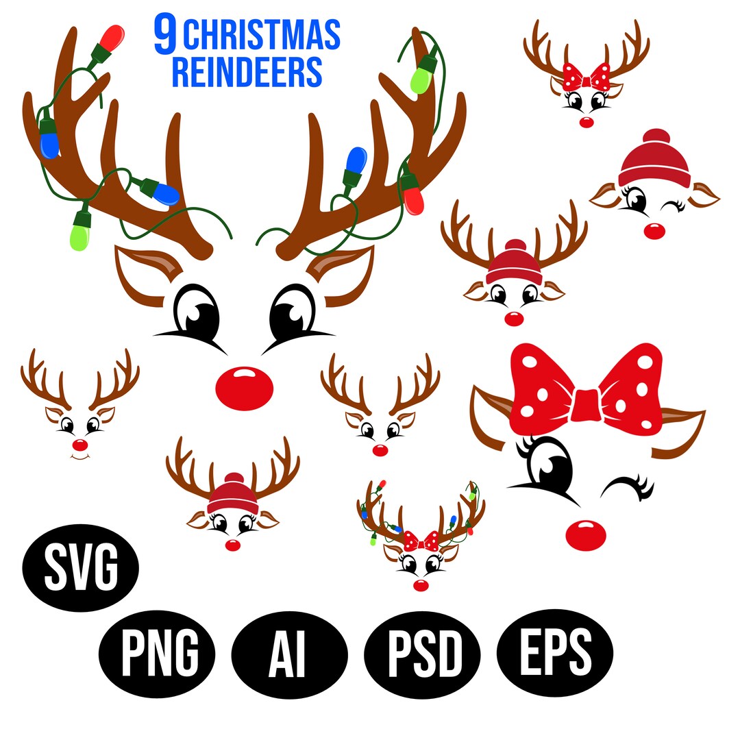 Reindeer SVG PNG and EDITABLE Ai Psd Eps Files Christmas Svg Reindeer ...
