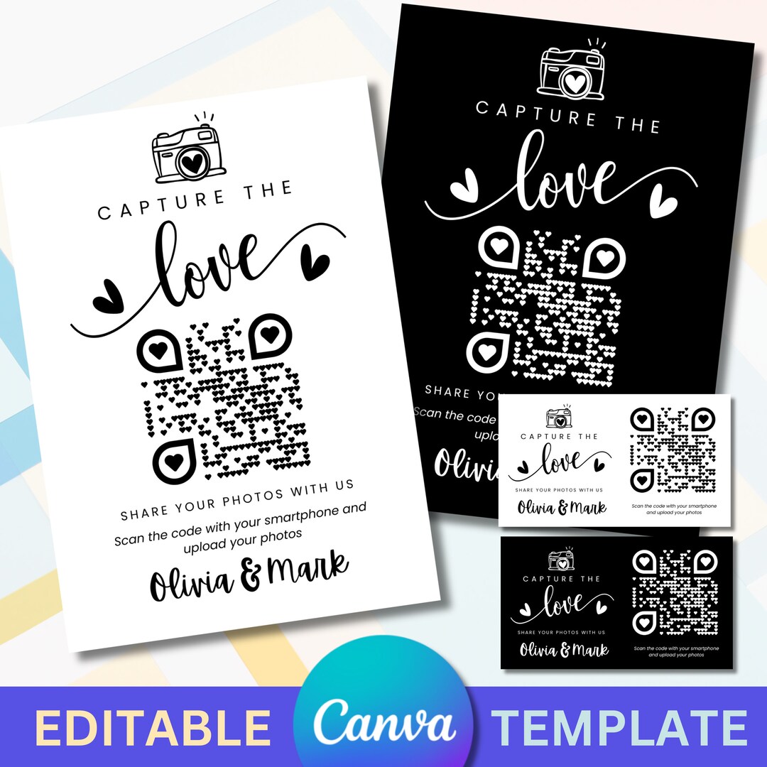 Capture the Love Wedding QR Code Photo Sign Instant Download Editable ...