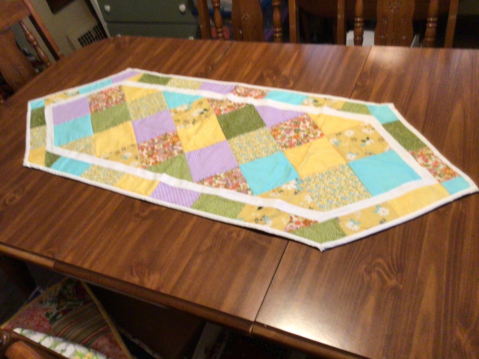 Table Runner With Multi Colored Spring Material. Measures 19 X 52 - Etsy