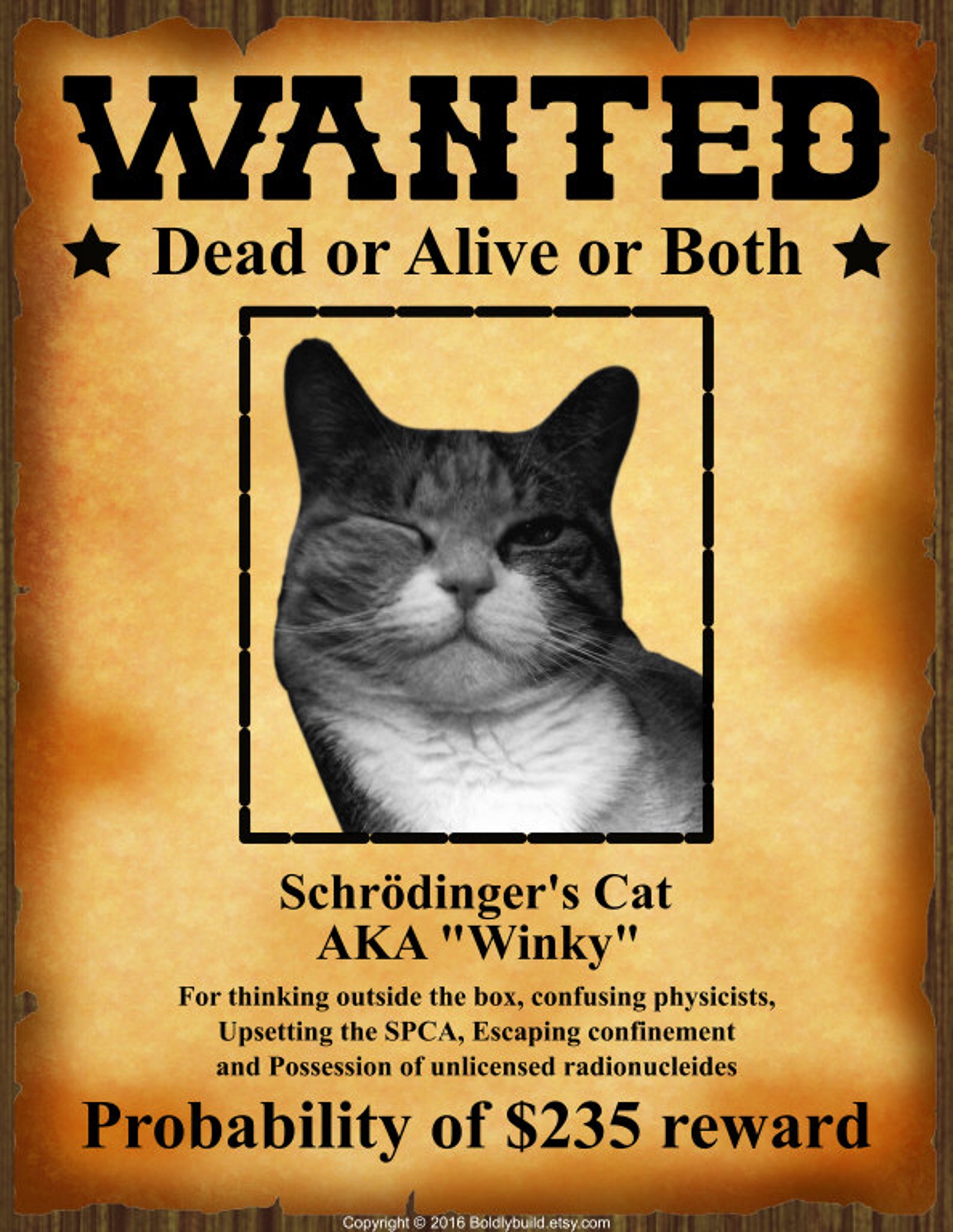 Schrodinger's Cat Wanted Poster - Printable Instant Download - Etsy