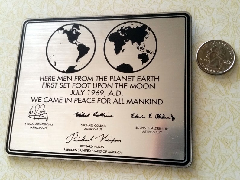Apollo 11 Moon Landing Plaque Replica | Etsy