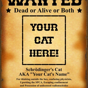 Schrodinger's Cat Wanted Poster - Printable Instant Download - Etsy