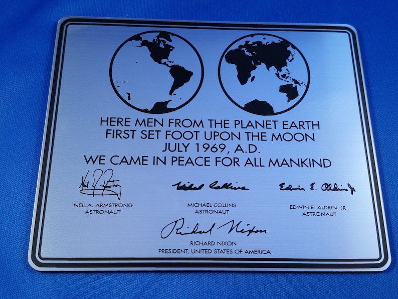 Apollo 11 Moon Landing Plaque Replica - Etsy