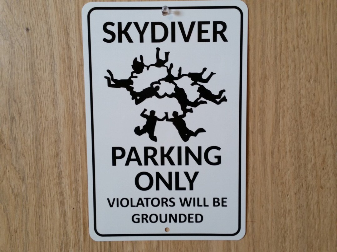 Skydiver Parking Metal Sign - Etsy