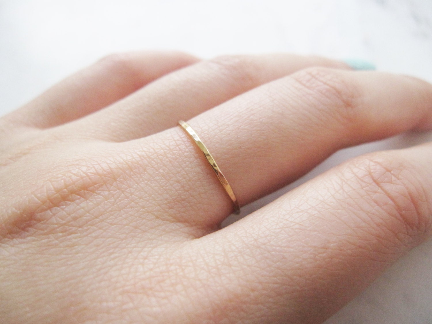 Thin Gold Ring, 14k Gold Fill Ring, Hammered Gold Ring, Gold Stacking ...