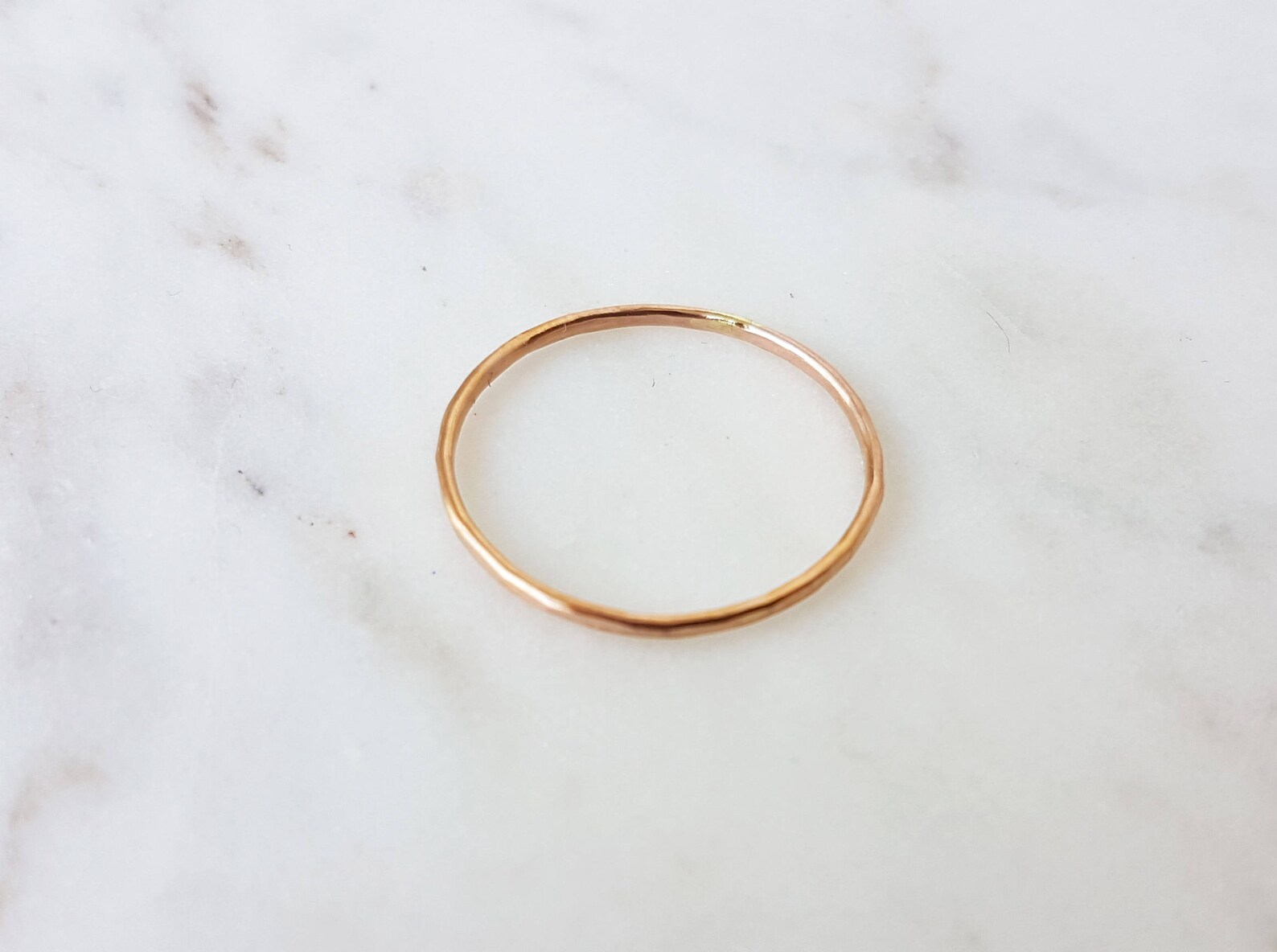 Thin rose gold ring 14k rose gold fill ring hammered rose | Etsy