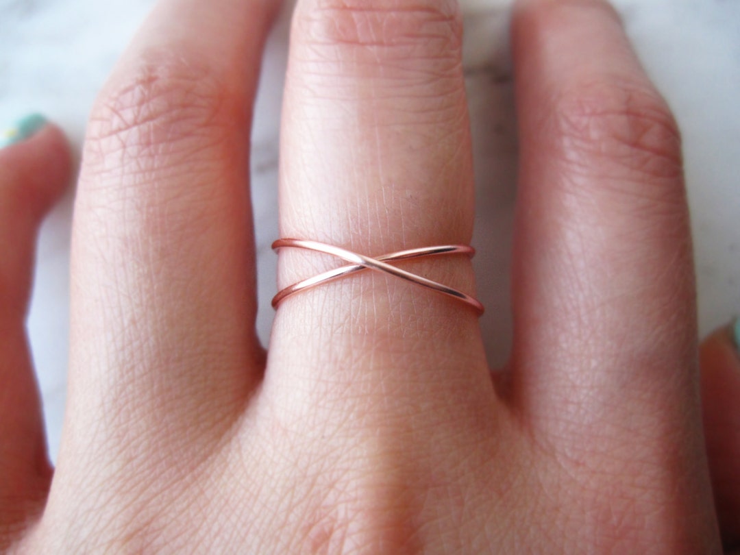 Rose Gold X Ring//rose Gold Criss Cross Ring, Cross Ring, Reversible ...