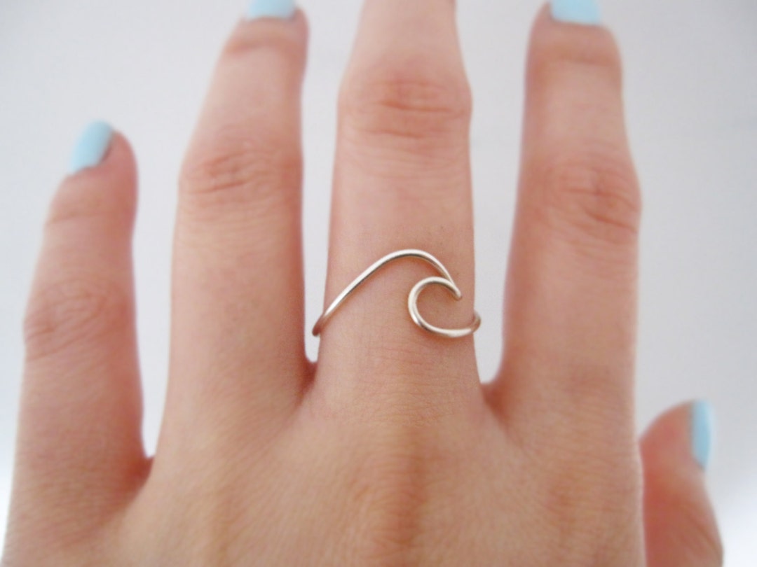 Sterling Silver Wave Ring// Silver Wave Ring, Ring Wave,ocean Ring, Surf Ring, Beach, Adjustable ...