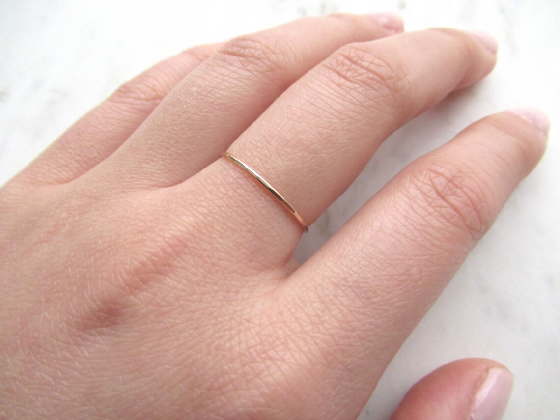 Ultra Thin Gold Ring 14k Gold Fill Ring Hammered Gold Ring - Etsy