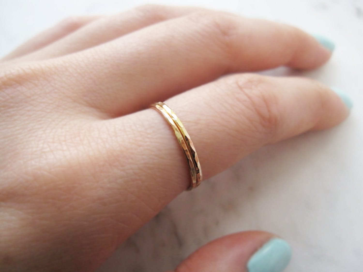 Thin Gold Ring Set of 2//14k Gold Fill Ring Gold Stacking - Etsy