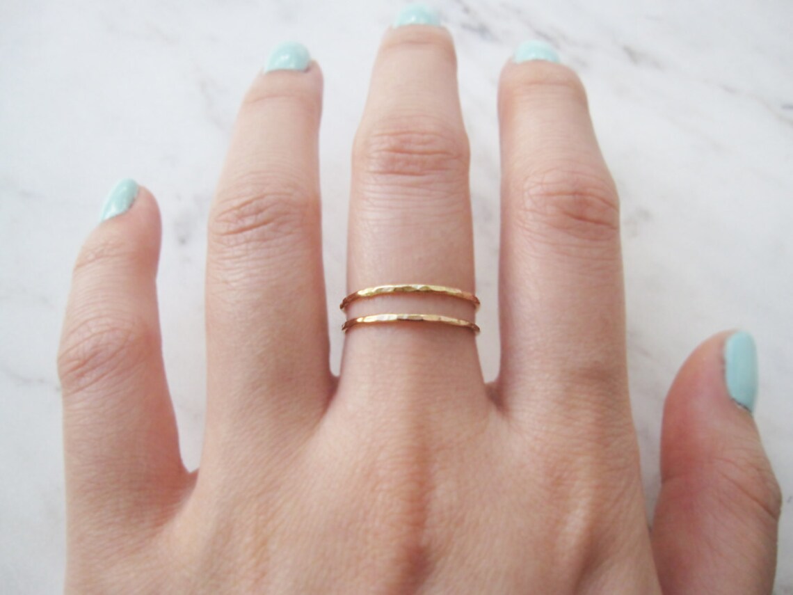 Thin Gold Ring Set of 2//14k Gold Fill Ring Gold Stacking - Etsy