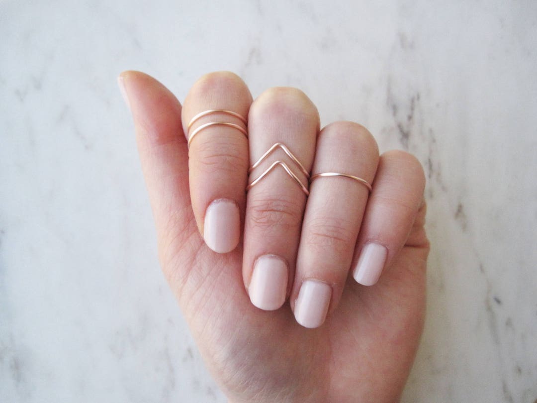 Rose Gold Knuckle Rings// Midi Ring, Stacking Ring, Band Style, Chevron ...