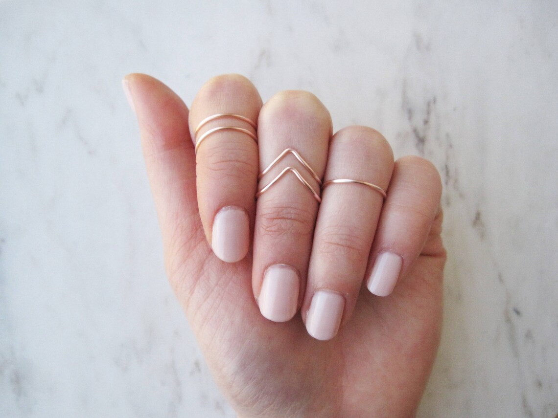 Rose Gold Knuckle Rings// Midi Ring Stacking Ring Band - Etsy