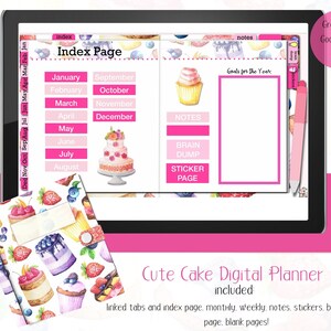 Cute Cake Design Undated Digital Planner Weekly Monthly and - Etsy