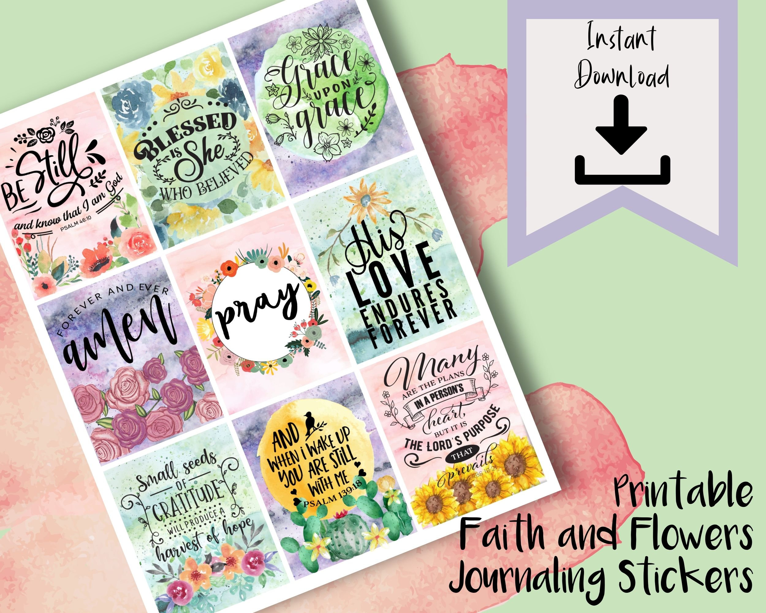 Printable Faith Stickers Bible Christian Planner | Etsy