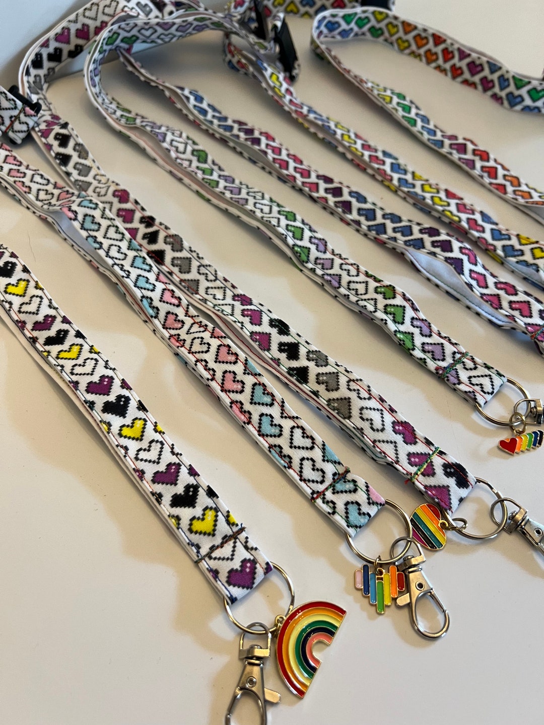 Pride Pixel Hearts - Lanyards, Fabric Lanyards, Badge ID Holder, Name ...