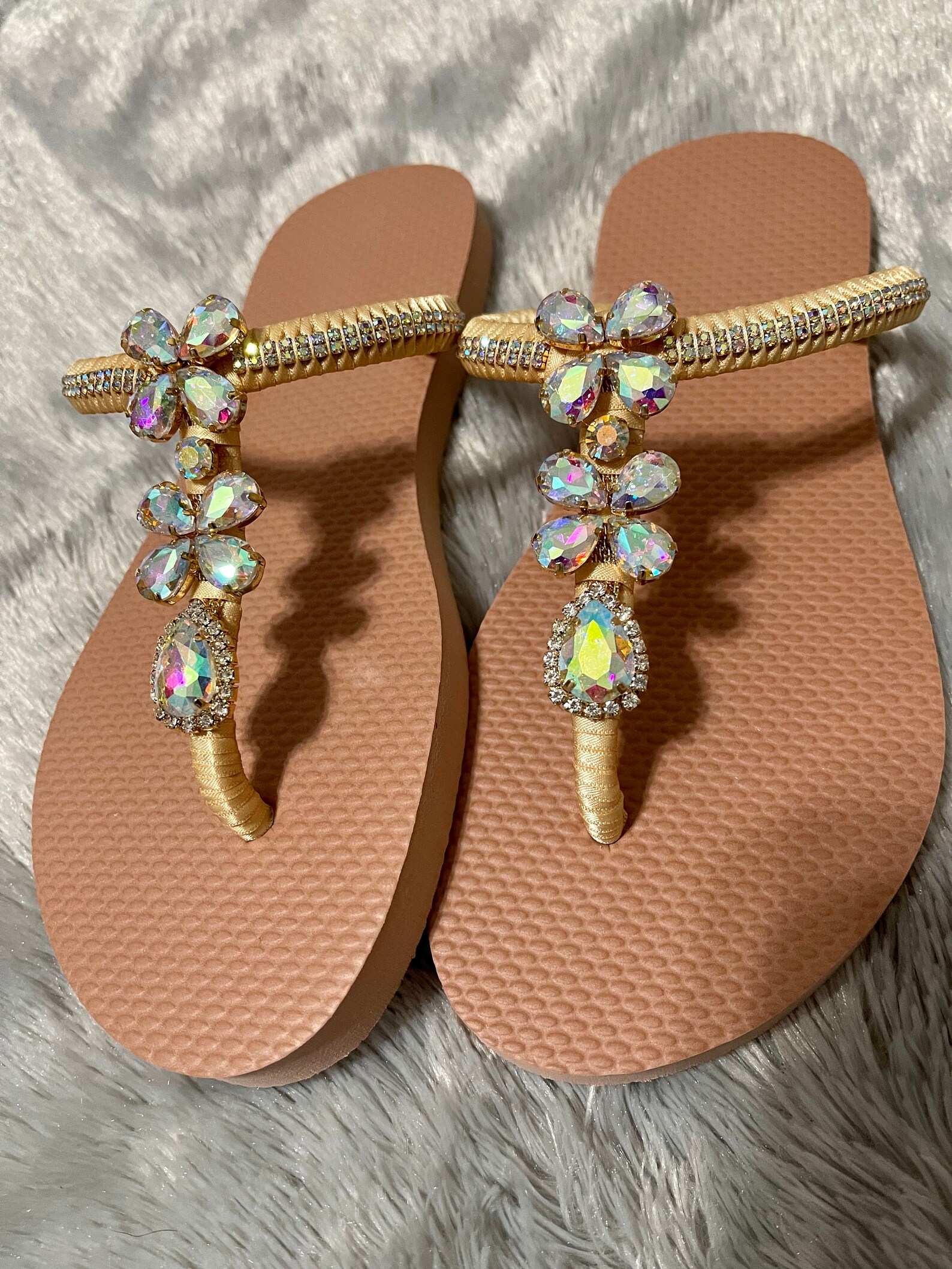 Dulce De Leche W/ Rhinestone Sandals - Etsy