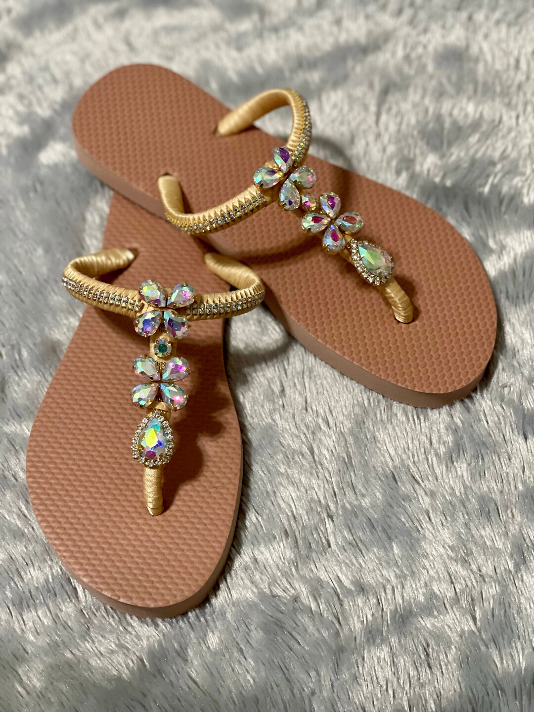 Dulce De Leche W/ Rhinestone Sandals - Etsy